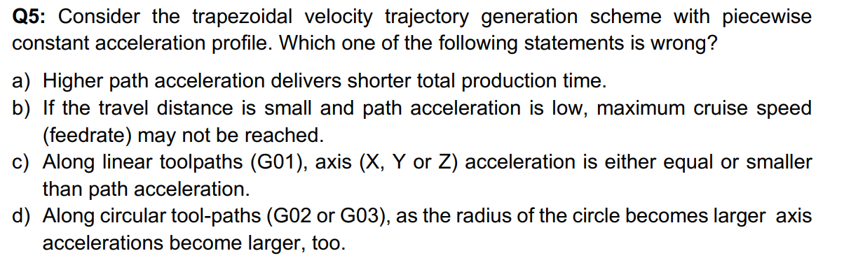 Solved Q5: Consider the trapezoidal velocity trajectory | Chegg.com
