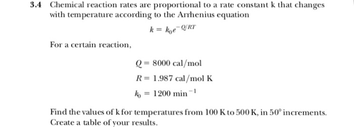 Solved Chemical reaction rates are proportional to a rate | Chegg.com