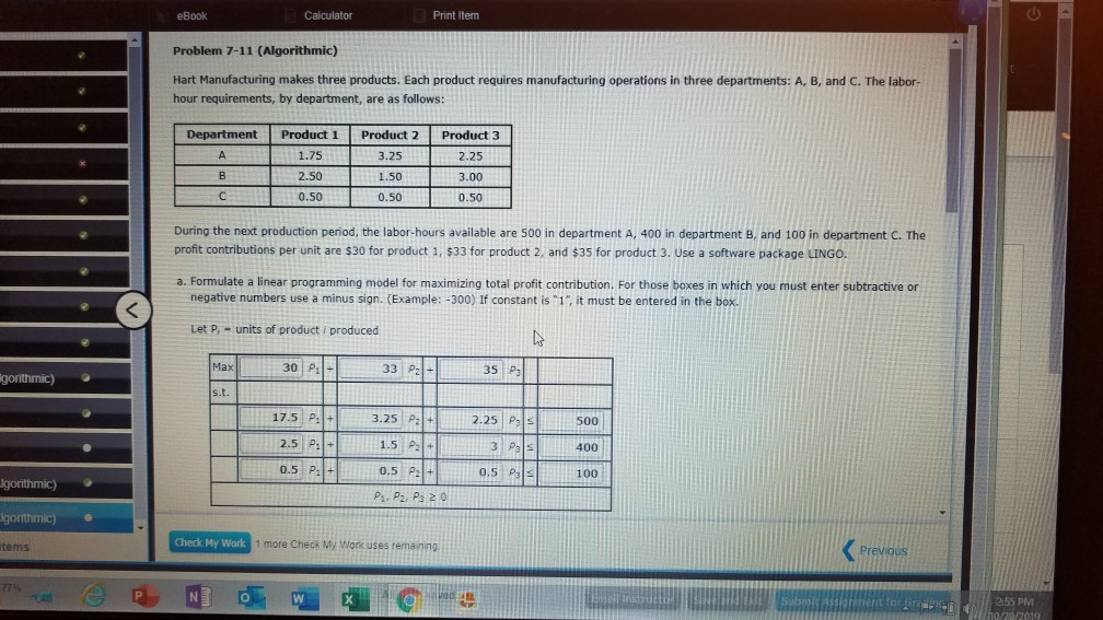 Solved eBook Calculator Print Item Problem 7-11 | Chegg.com