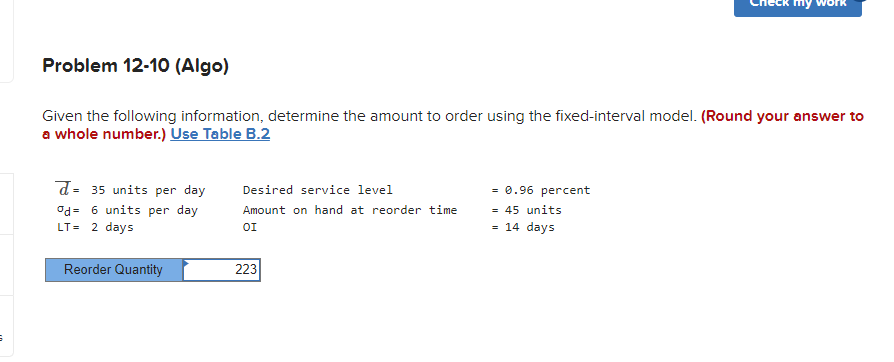 Solved my Problem 12-10 (Algo) Given the following | Chegg.com