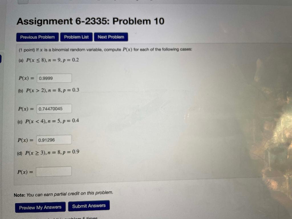 Solved Assignment 6-2335: Problem 10 Previous Problem | Chegg.com