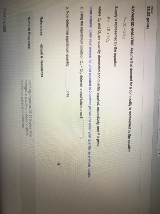 Solved ADVANCED ANALYSIS Assume that demand for a commodity | Chegg.com