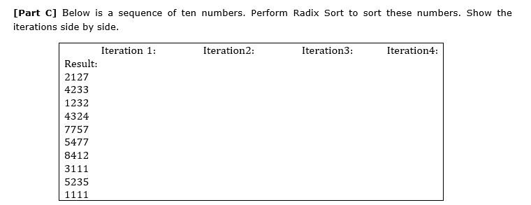 Solved [Part c] Below is a sequence of ten numbers. Perform | Chegg.com