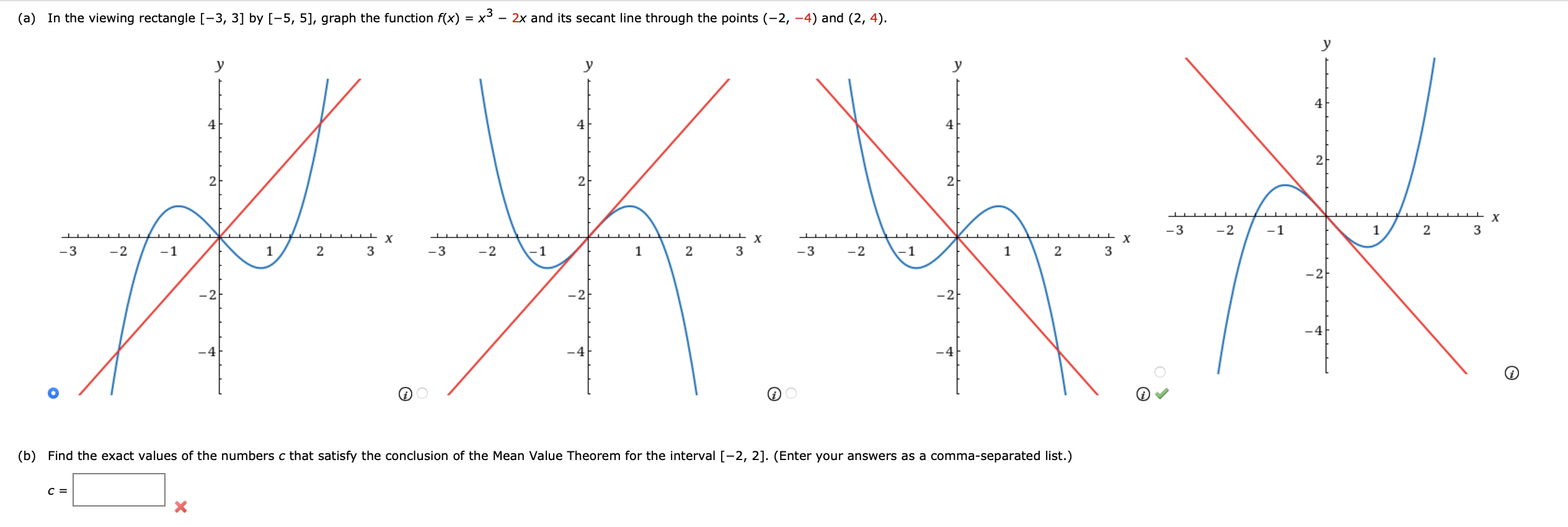Solved (a) In the viewing rectangle [−3,3] by [−5,5], graph | Chegg.com