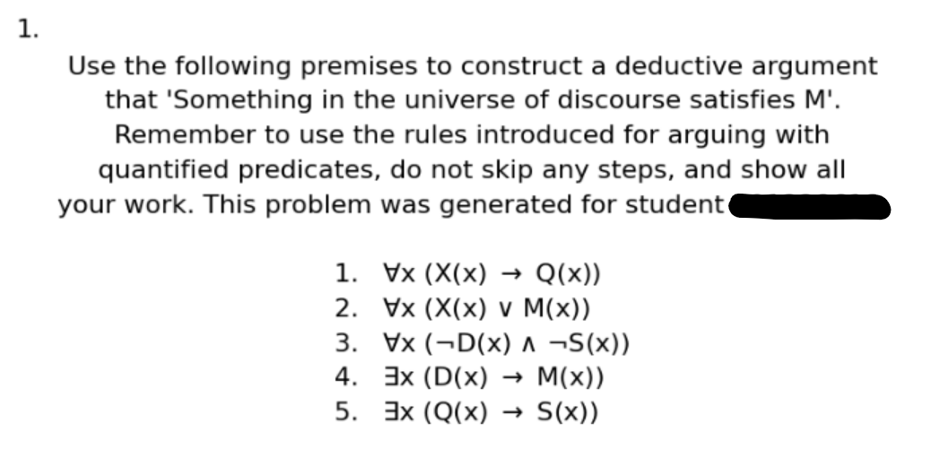 Solved Use the following premises to ﻿construct a deductive | Chegg.com