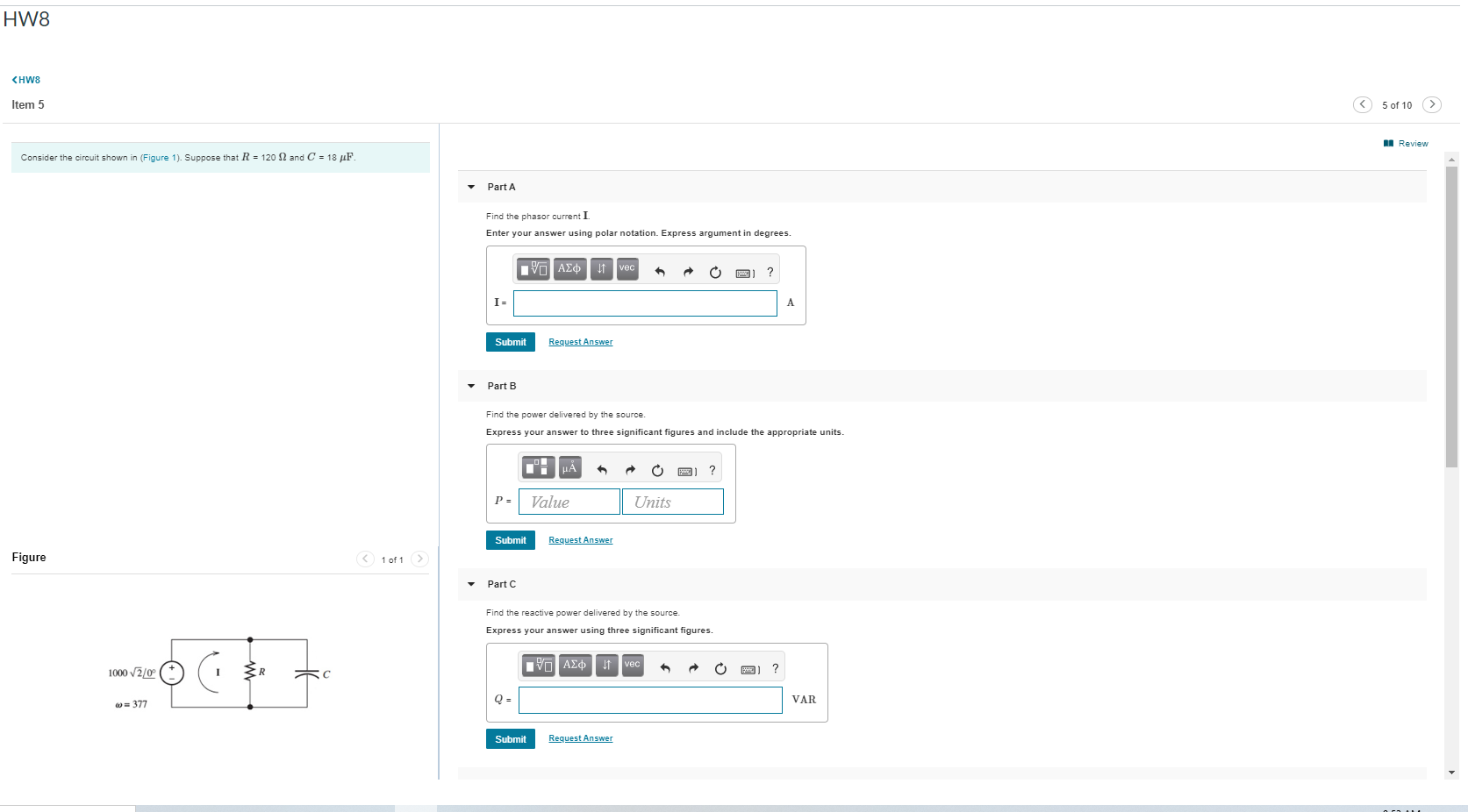 Solved HW8 1 Review Consider the circuit shown in (Figure | Chegg.com