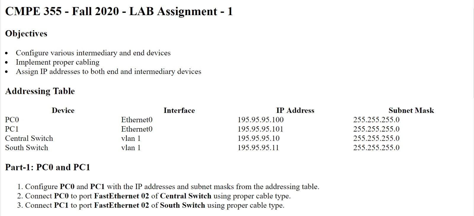 CMPE 355 - Fall 2020 - LAB Assignment - 1 Objectives | Chegg.com
