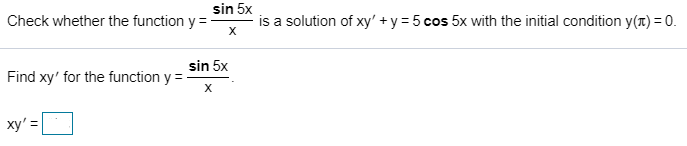 Solved sin 5x Check whether the function y--is a solution of | Chegg.com
