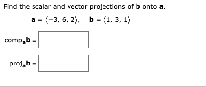 Solved Find the scalar and vector projections of b onto a. a | Chegg.com