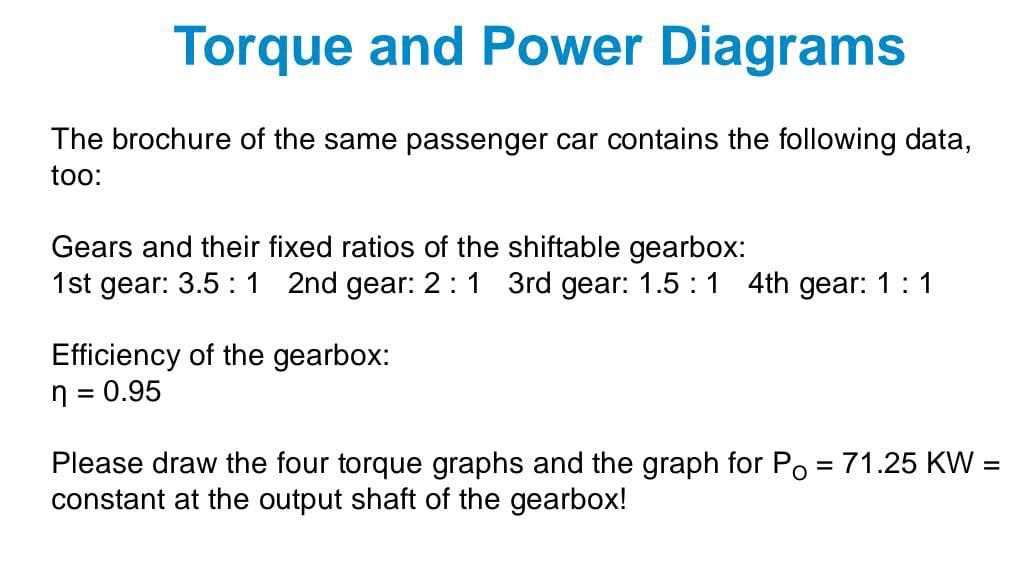 Solved Torque and Power Diagrams The brochure of the same | Chegg.com