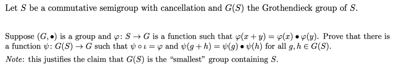 Solved Let S be a commutative semigroup with cancellation | Chegg.com