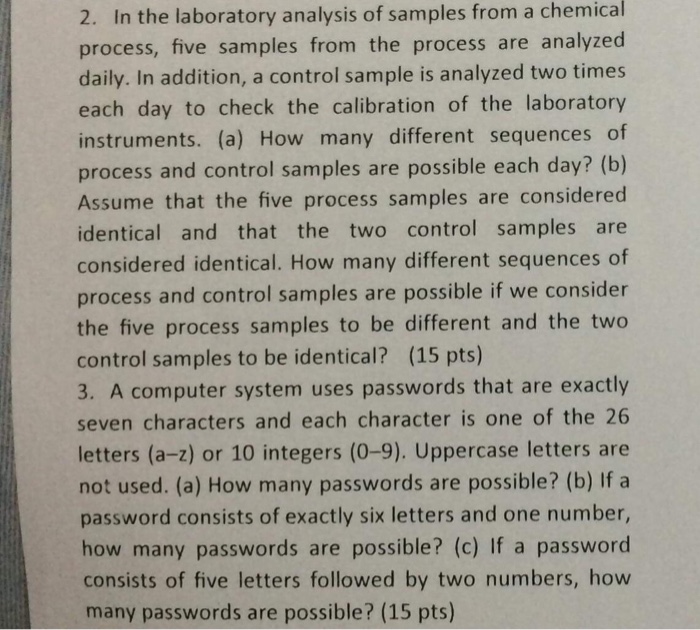 Solved 2. In the laboratory analysis of samples from a | Chegg.com