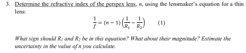 Solved 3. Determine the refractive index of the perspex | Chegg.com