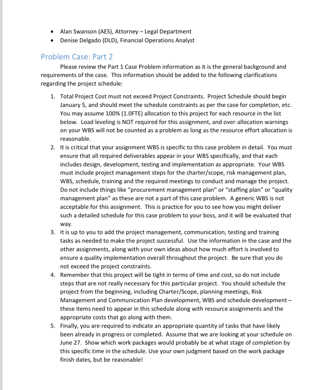 Solved PROJECT MANAGEMENT CLASSInitial WBS Assignment | Chegg.com