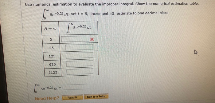 Solved Use numerical estimation to evaluate the improper | Chegg.com