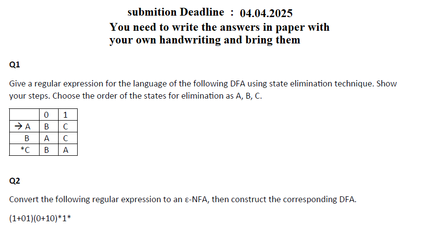 Solved Q1Give a regular expression for the language of ﻿the | Chegg.com