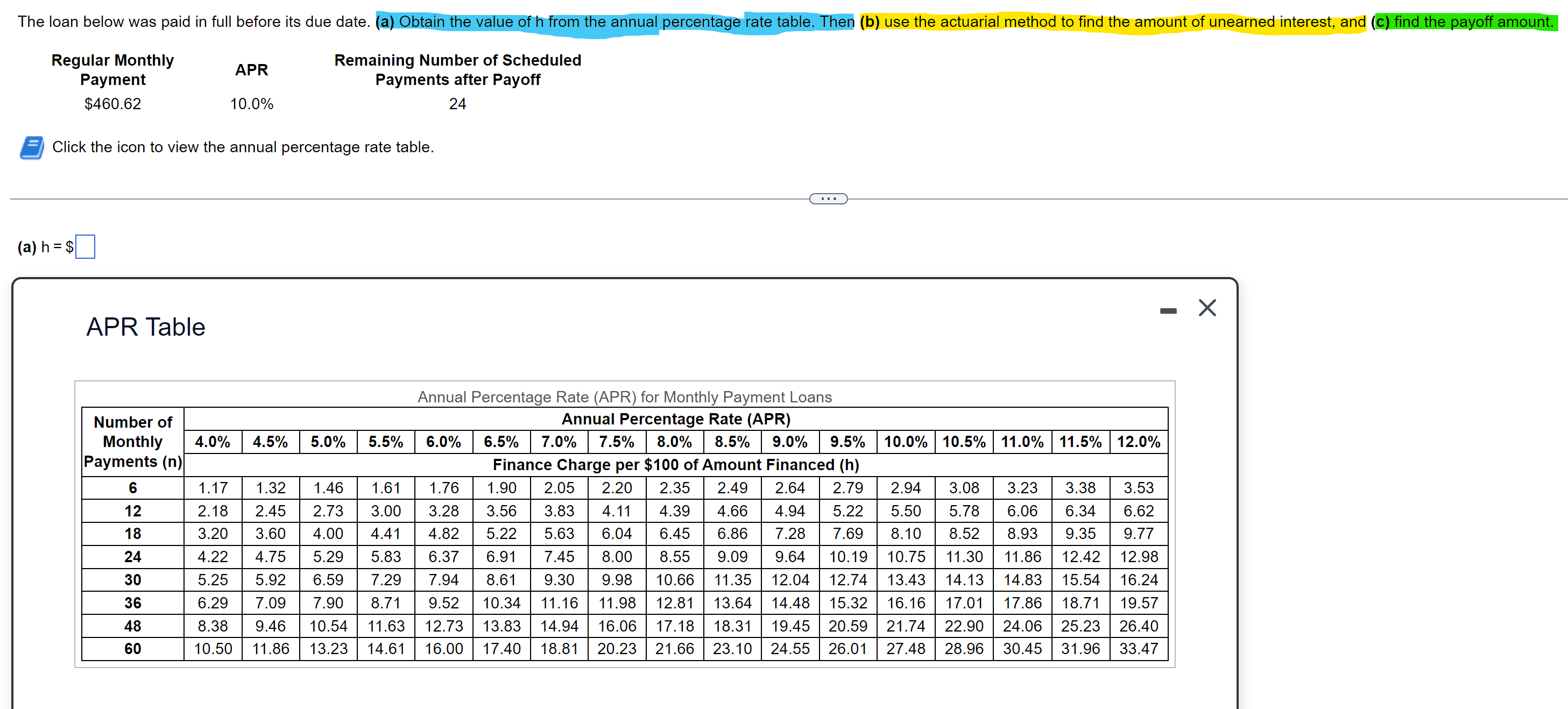 Solved The loan below was paid in full before its due date. | Chegg.com