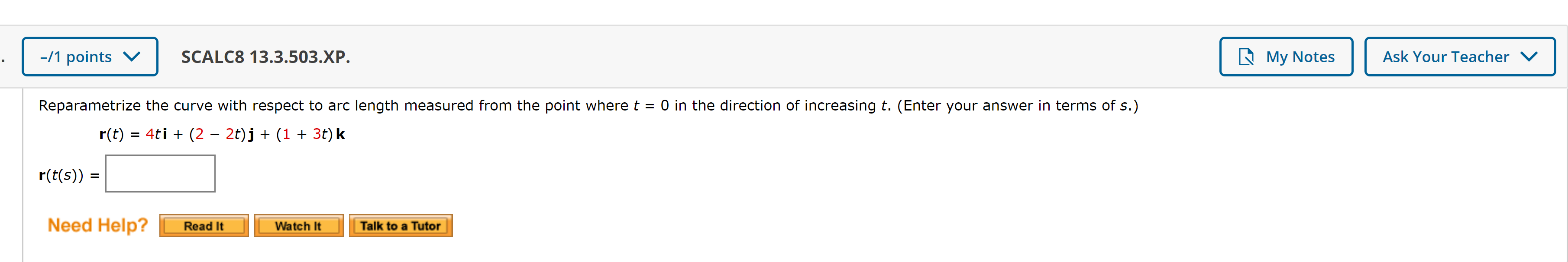 Solved -/1 points v SCALC8 13.3.503.XP. My Notes Ask Your | Chegg.com Solved -/1 points v SCALC8 13.3.503.XP. My Notes Ask Your | Chegg.com