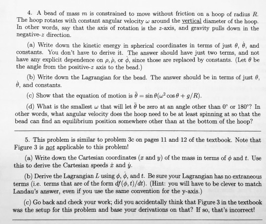 4. A bead of mass m is constrained to move without | Chegg.com