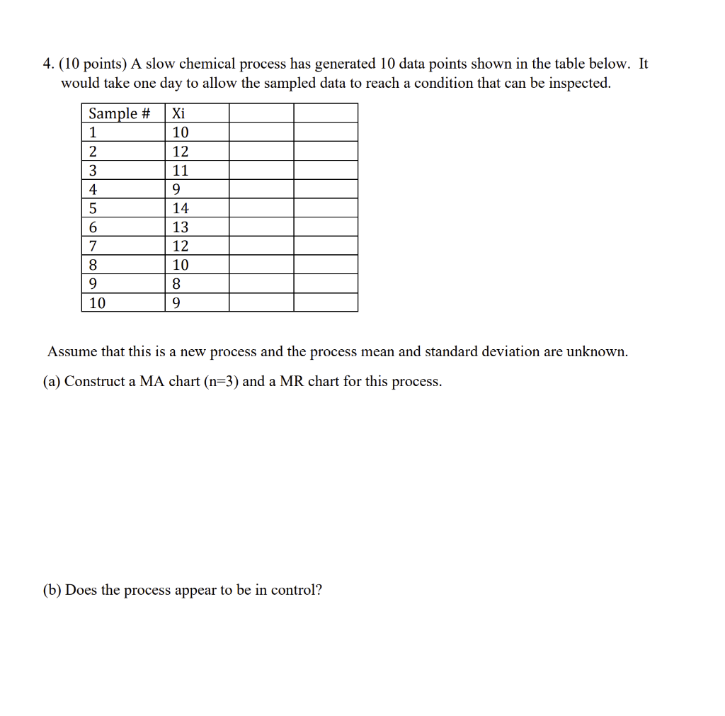 Solved 4. (10 points) A slow chemical process has generated | Chegg.com Solved 4. (10 points) A slow chemical process has generated | Chegg.com
