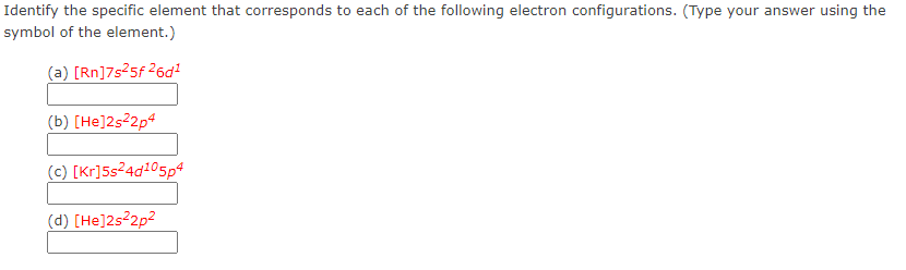 Solved Identify the specific element that corresponds to | Chegg.com