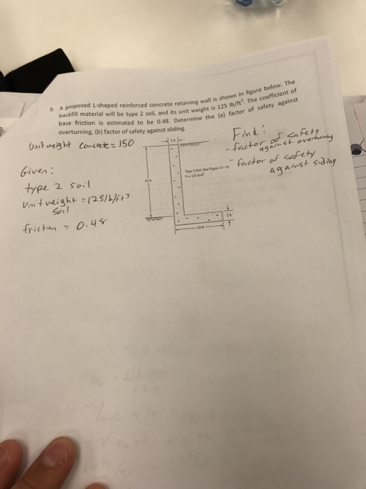 Solved A proposed L-shaped reinforced concrete retaining | Chegg.com