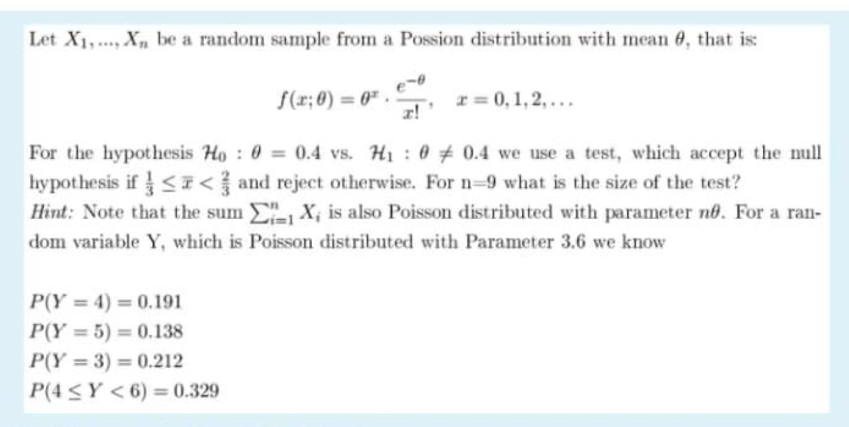 Solved Let X1, ..., X, be a random sample from a Possion | Chegg.com