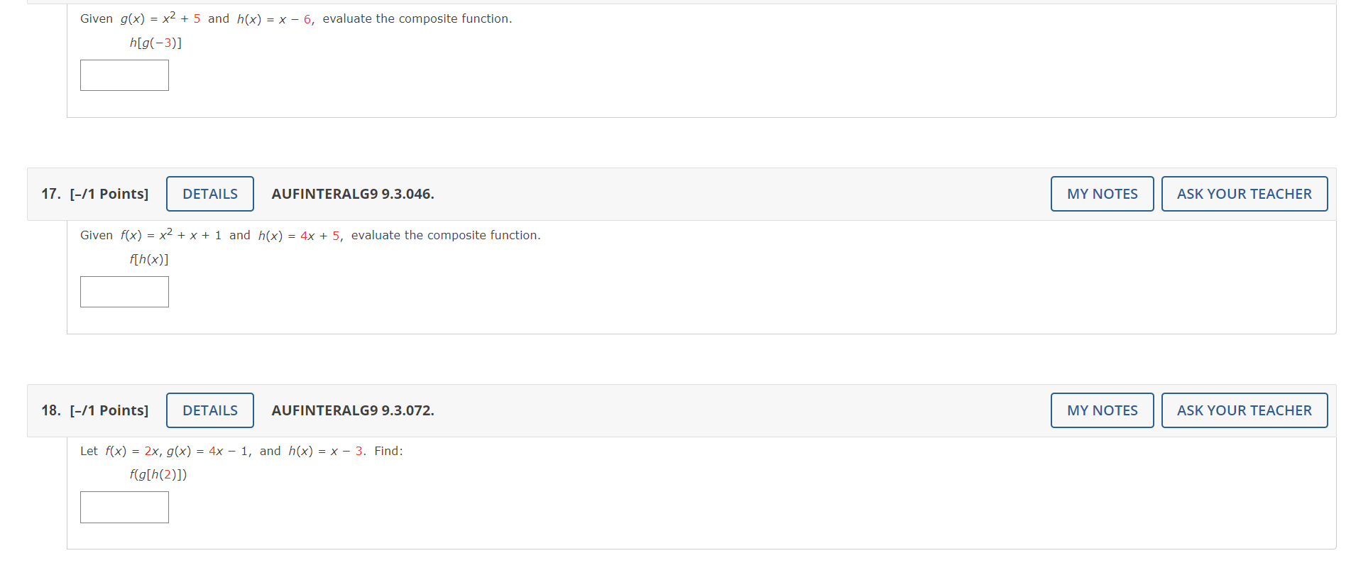 Solved Given g(x) = x2 +5 and h(x) = x-6, evaluate the | Chegg.com