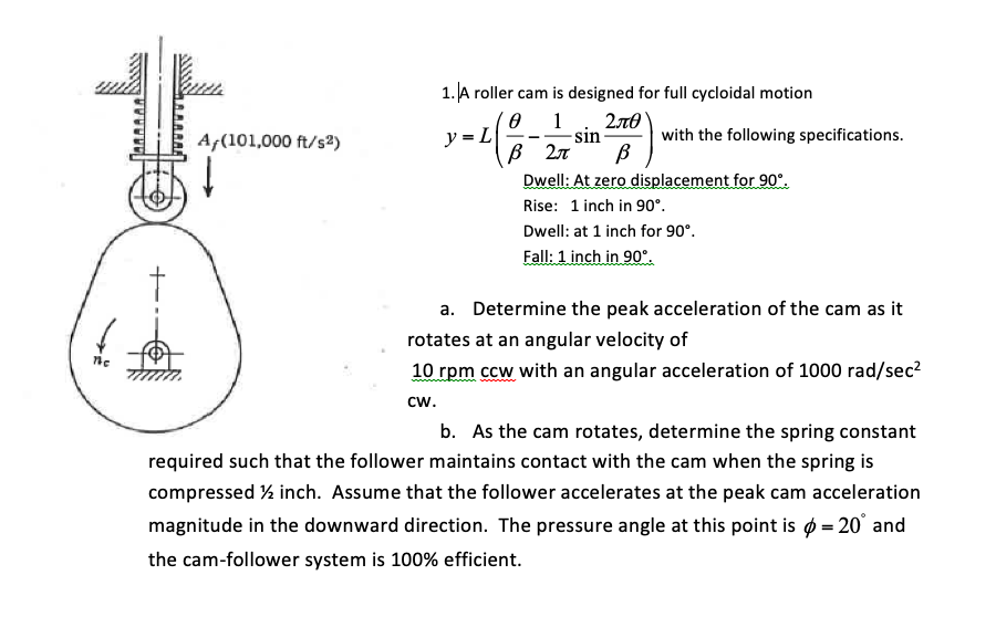 Solved 1.A roller cam is designed for full cycloidal motion | Chegg.com