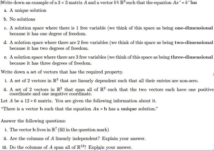 Solved Write down an example of a 3×3 matrix A and a vector | Chegg.com