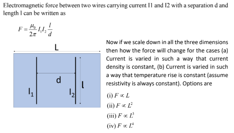 Solved Electromagnetic force between two wires carrying | Chegg.com