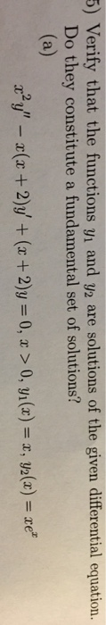Solved Verify that the functions y1 and y2 are solutions of | Chegg.com