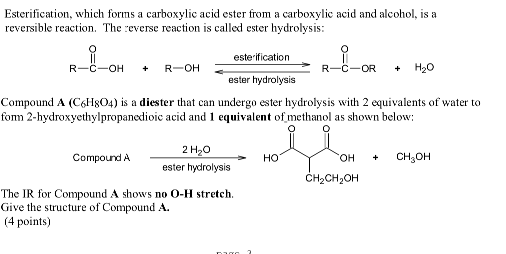 Solved Esterification, which forms a carboxylic acid ester | Chegg.com