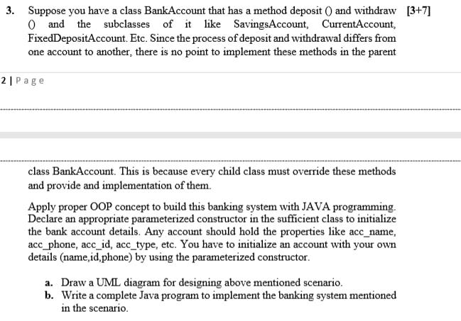 3. Suppose you have a class BankAccount that has a | Chegg.com