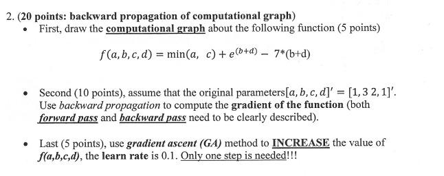 (20 points: backward propagation of computational | Chegg.com