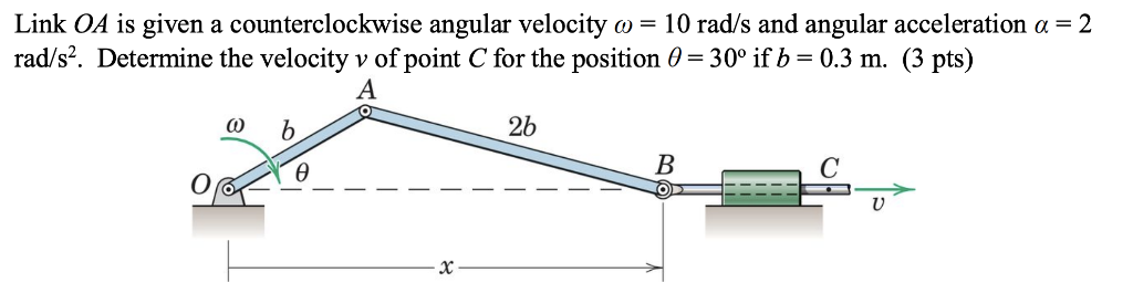 Solved Link OA is given a counterclockwise angular velocity | Chegg.com