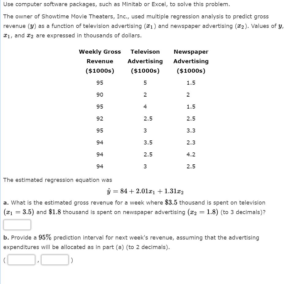 Solved Use computer software packages, such as Minitab or | Chegg.com