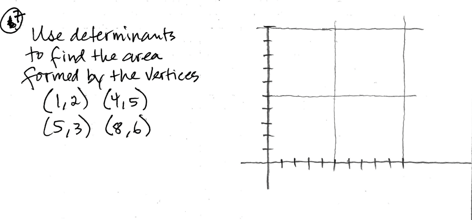 Solved Use determinants to find the area formed by the | Chegg.com