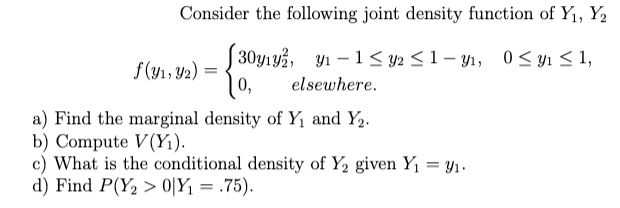 Consider the following joint density function of | Chegg.com