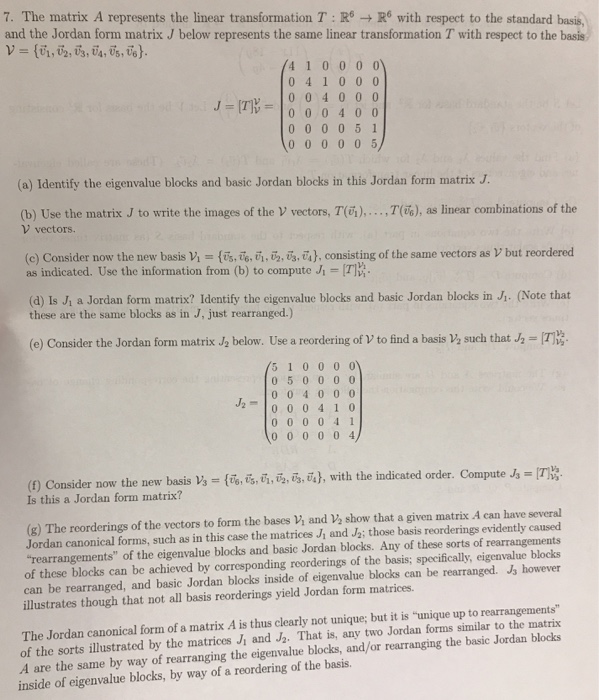 Solved 7. The matrix A represents the linear transformation | Chegg.com