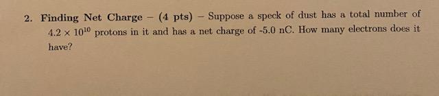 Solved 2. Finding Net Charge - (4 pts) - Suppose a speck of | Chegg.com