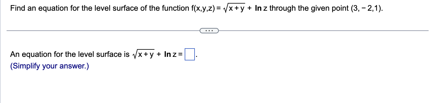 Solved Find an equation for the level surface of the | Chegg.com