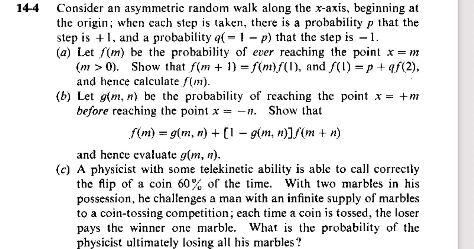 14-4 Consider an asymmetric random walk along the | Chegg.com
