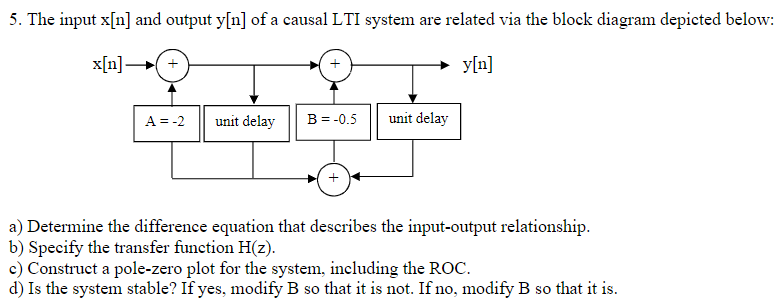 Solved 5. The input x[n] and output y[n] of a causal LTI | Chegg.com
