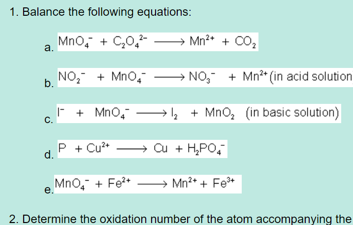 Balance the following | Chegg.com