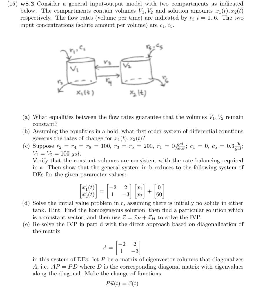 Solved (15) w8.2 Consider a general input-output model with | Chegg.com