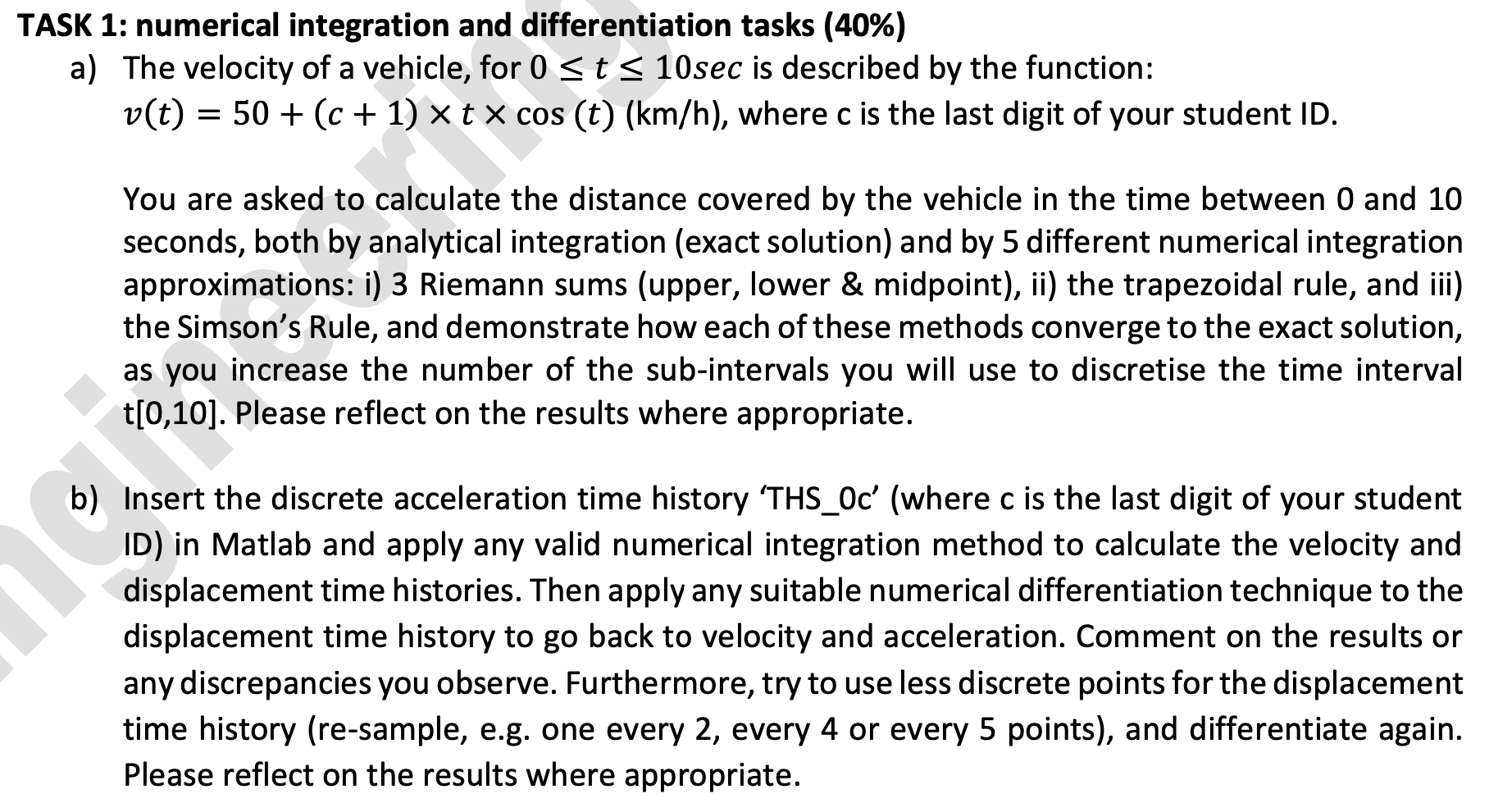 TASK 1: numerical integration and differentiation | Chegg.com