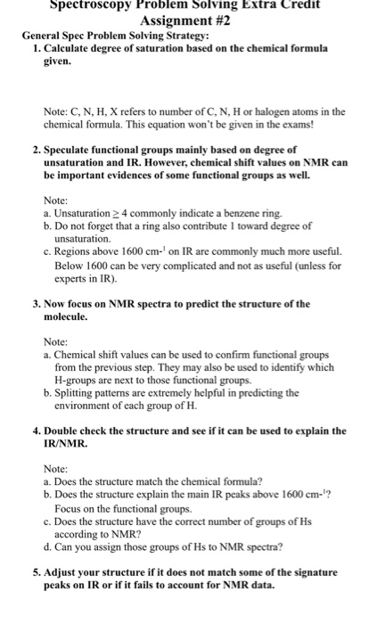 Spectroscopy Problem Solving Extra Credit Assignment | Chegg.com Spectroscopy Problem Solving Extra Credit Assignment | Chegg.com