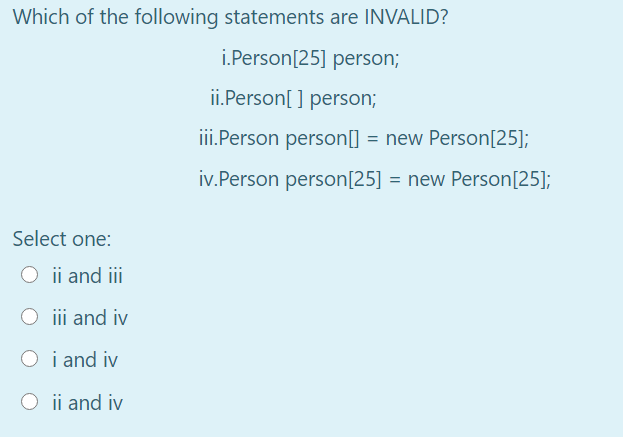 Solved Which of the following statements are INVALID? | Chegg.com