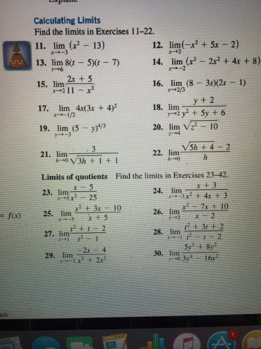 Solved Calculating Limits Find the limits in Exercises | Chegg.com